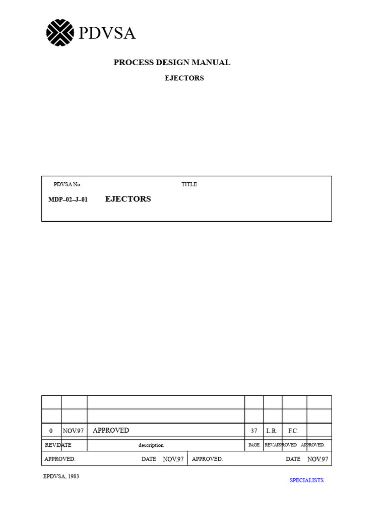 PDVSA Ejectors Process Design Manual | PDF | Water | Pressure
