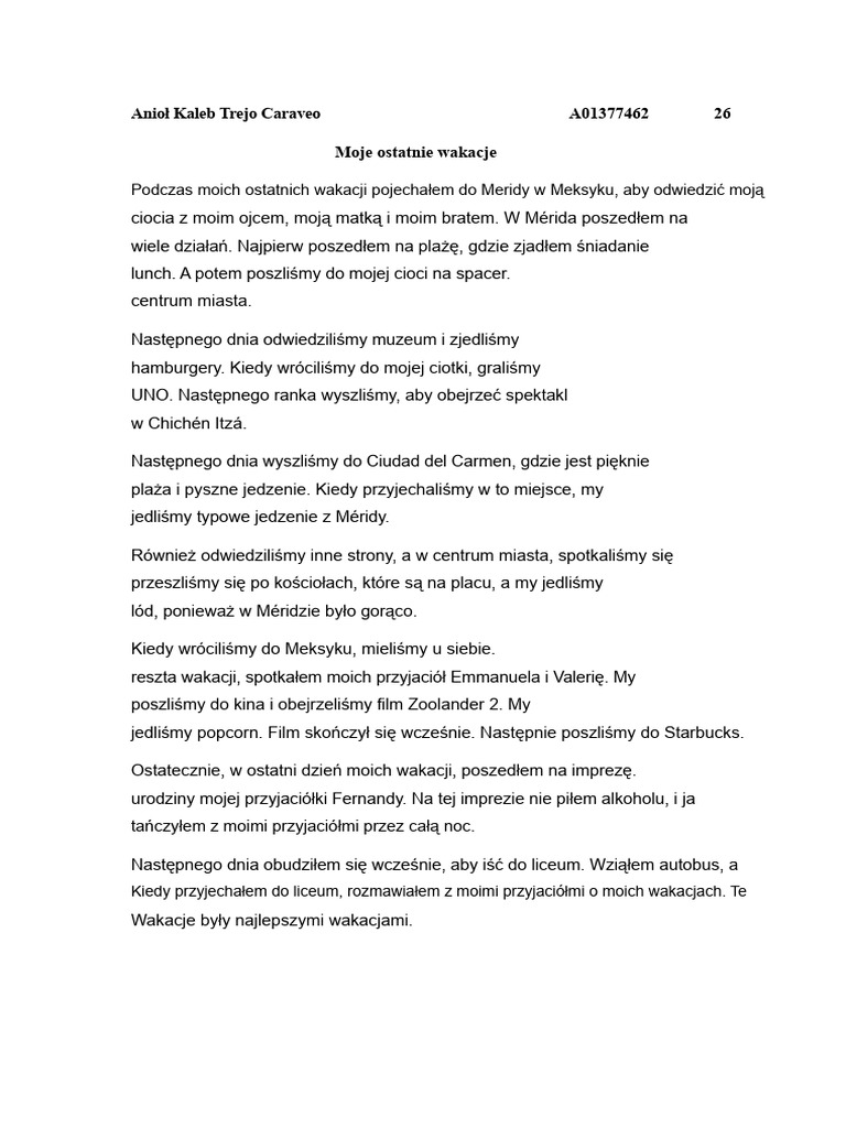 Moje Ostatnie Wakacje | PDF