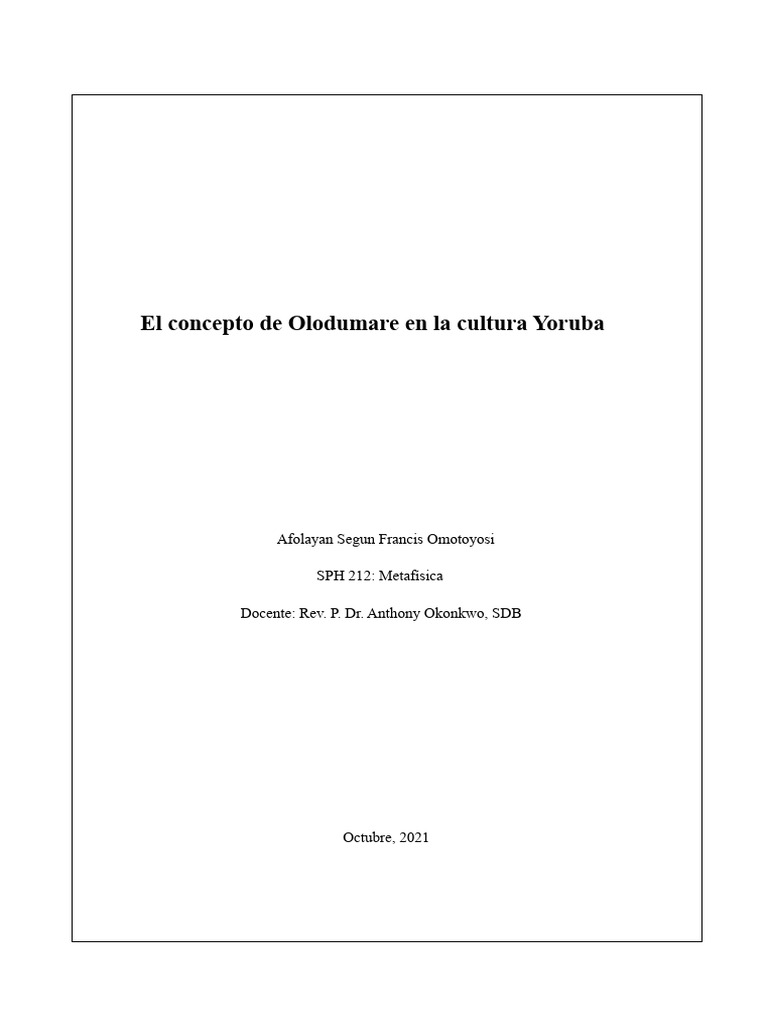 Olodumare: Dios en la Cultura Yoruba | PDF | Dios | Monoteísmo