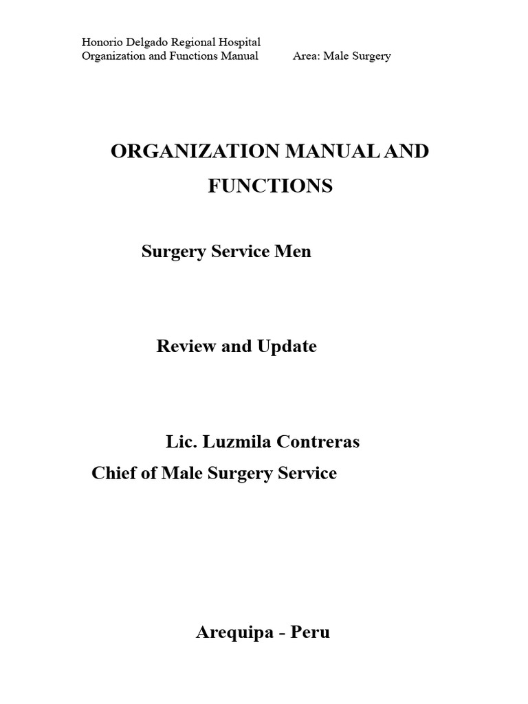Organization and Functions Manual Men | PDF | Surgery | Nursing