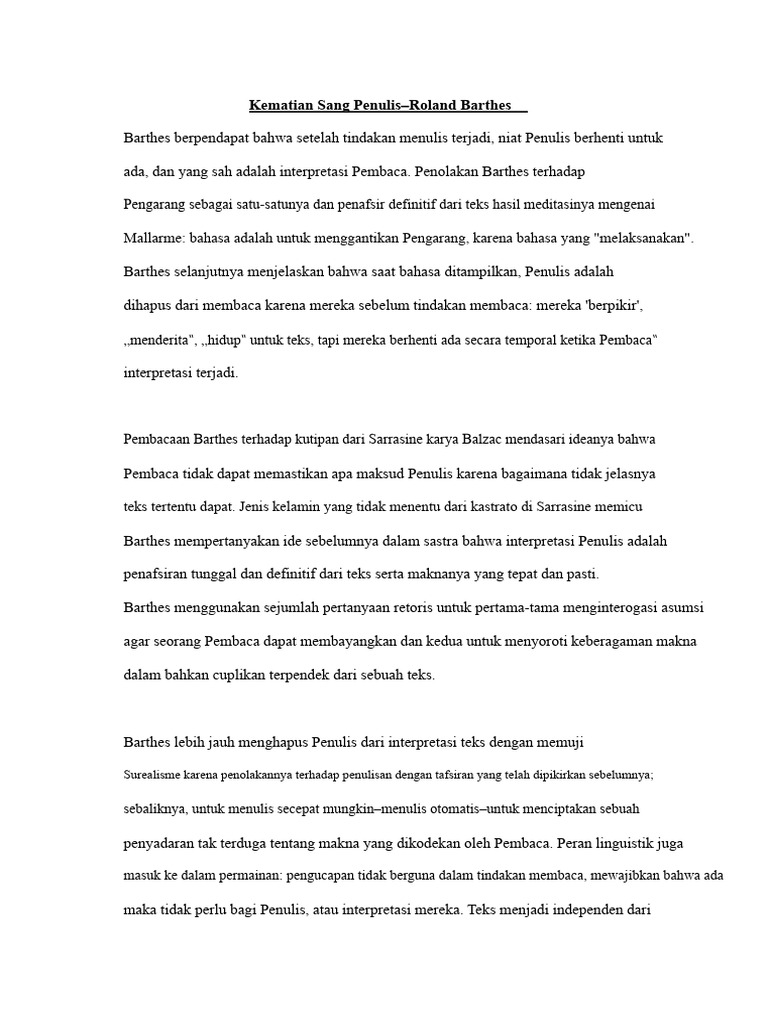 Peran Pembaca dalam Interpretasi Teks | PDF