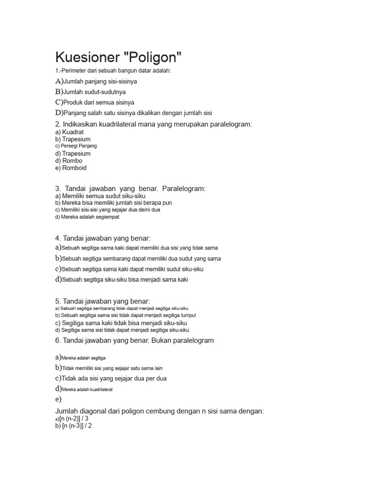 Kuesioner "Poligon" | PDF