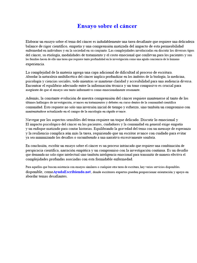 Ensayo sobre el Cáncer | PDF | Macbeth | Cáncer