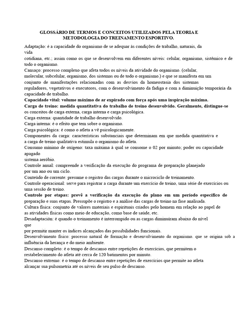 Glossário de Termos e Conceitos Utilizados Pela Teoria e Metodologia do ...
