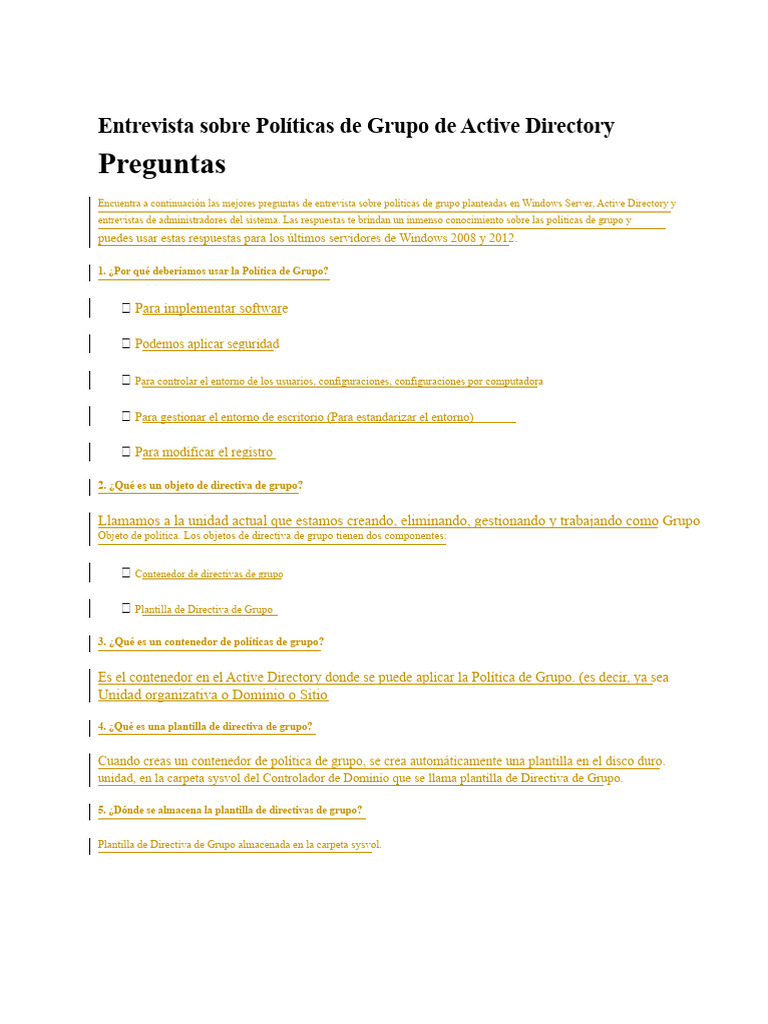 Preguntas de Entrevista Sobre Políticas de Grupo | PDF | Política de ...