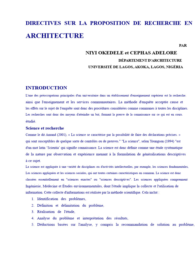 Directives pour la recherche en architecture | PDF | Science ...