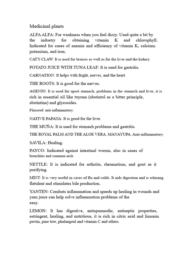 Healing Properties of Medicinal Plants | PDF