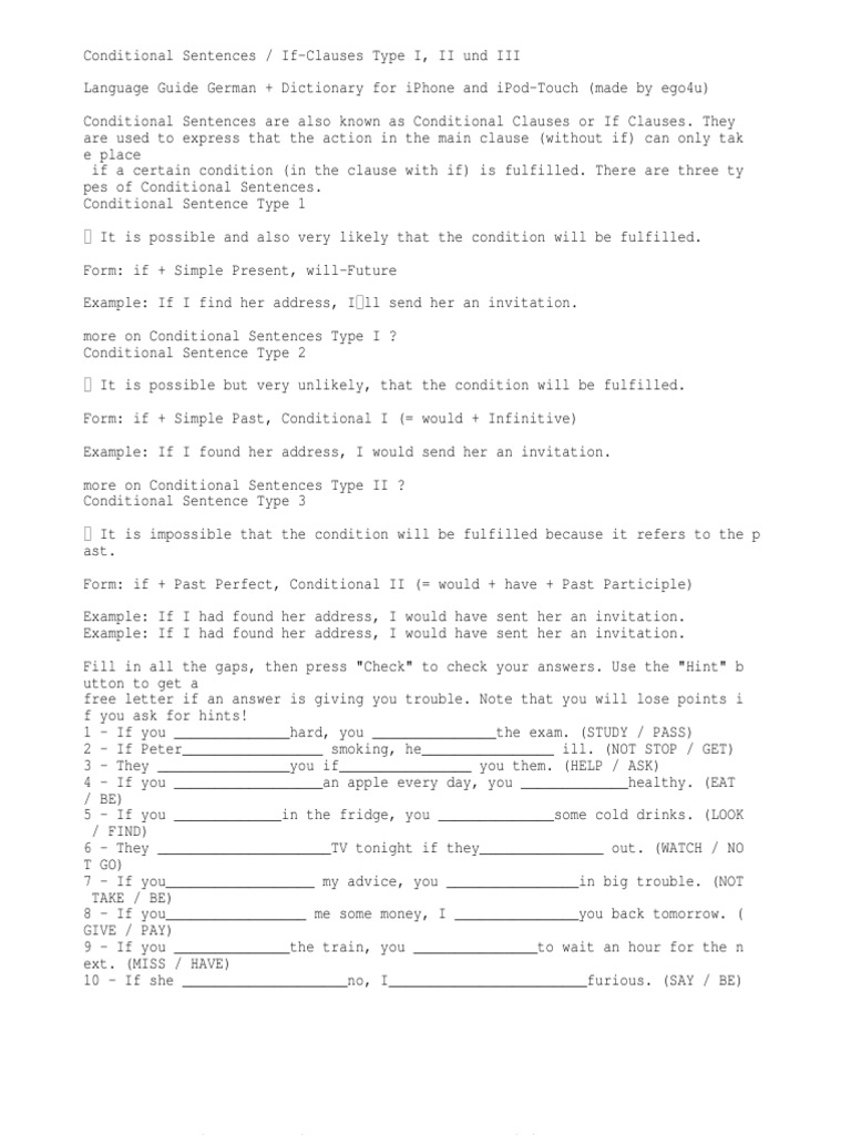 Exercises If Clauses | PDF | Sentence (Linguistics) | Linguistic Morphology