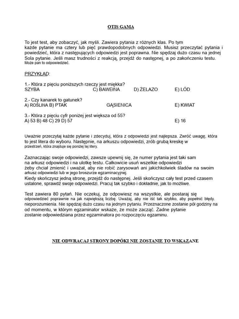 Test OTIS | PDF
