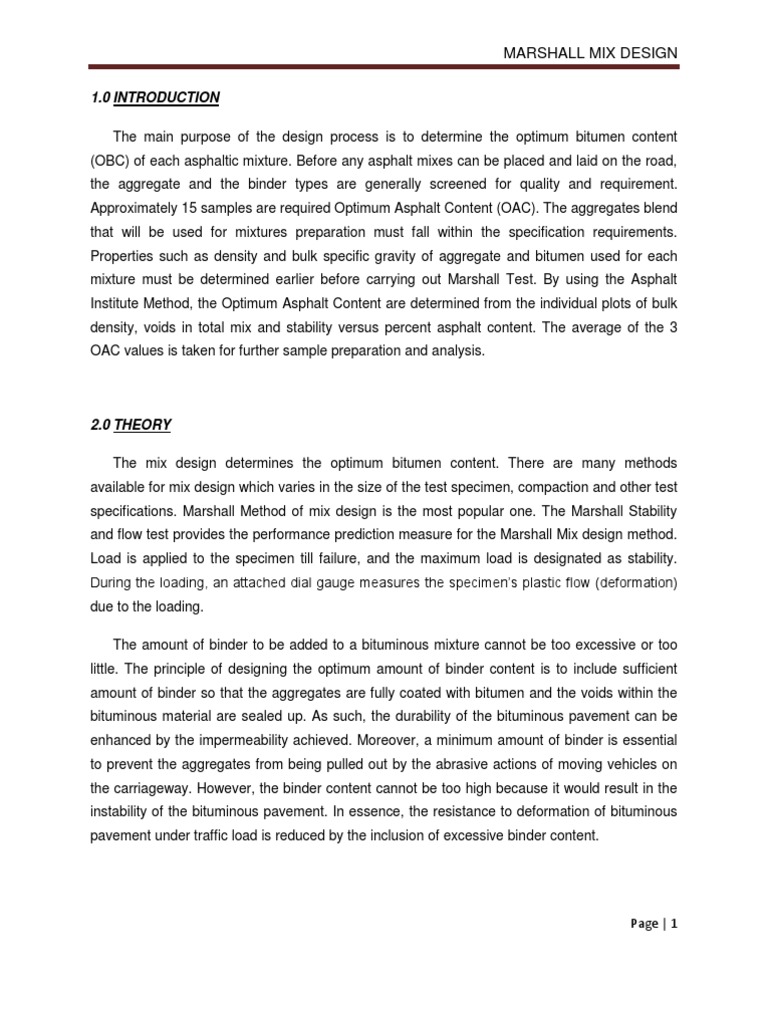 Marshall Mix Design | PDF | Road Surface | Asphalt