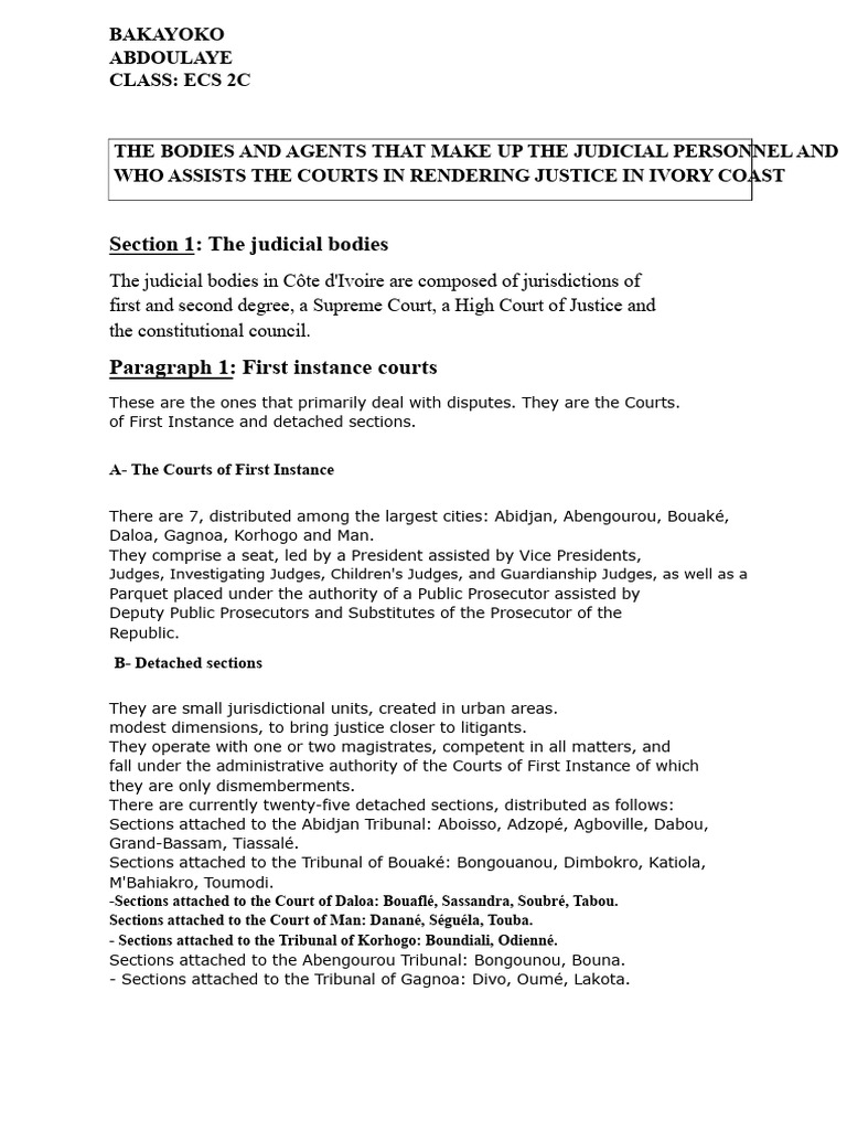 The Bodies and Agents That Make Up The Judicial Personnel and Assist ...