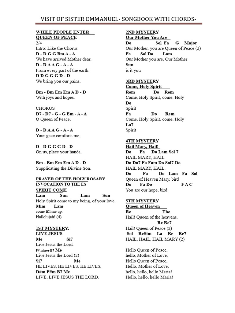 Sister Emmanuel Songbook with Chords | PDF | Christian Worship And ...