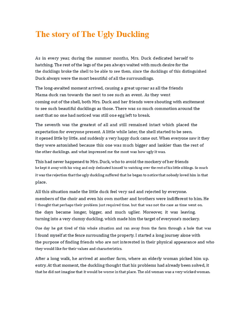 The Ugly Duckling's Transformation | PDF | The Ugly Duckling | Duck