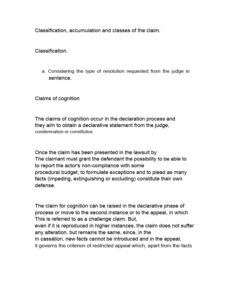 Claim Classification and Accumulation Guide | PDF | Lawsuit | Justice