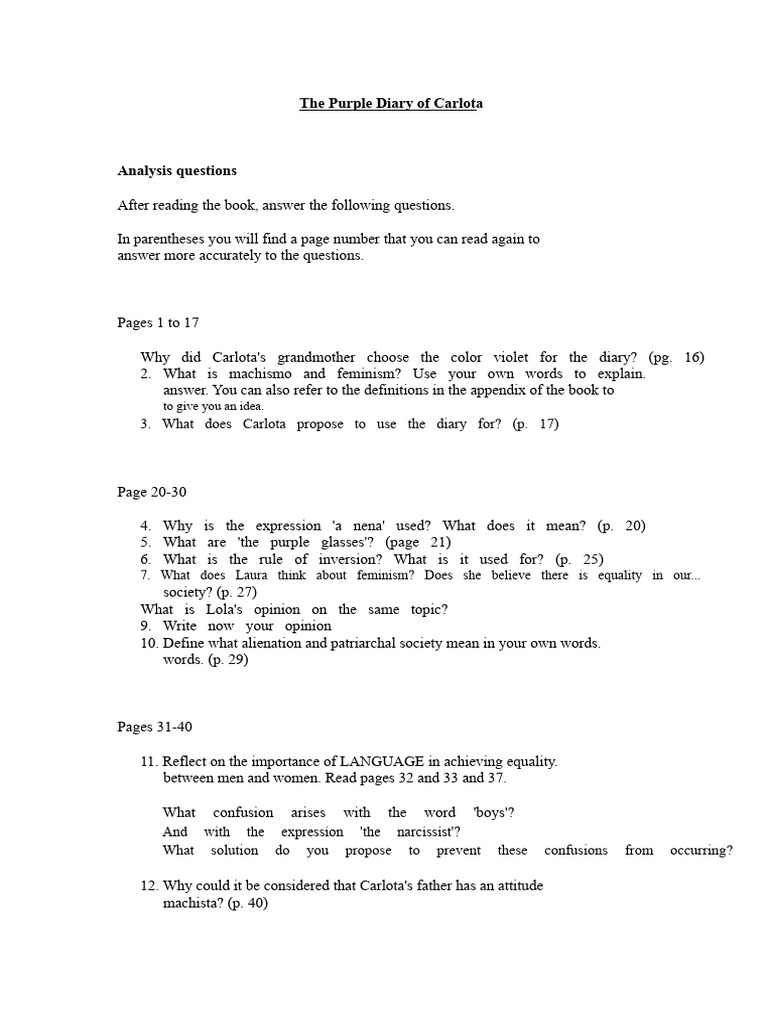 Carlota's Purple Diary: Feminism Insights | PDF | Grammatical Gender ...