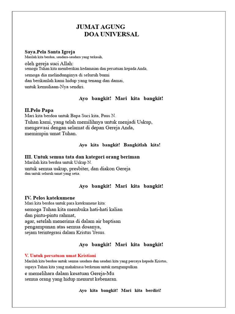 Doa Universal Jumat Agung 2023 | PDF