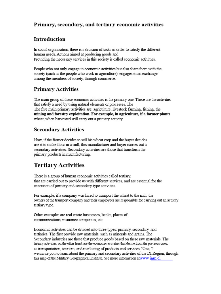 Overview of Primary Economic Activities | PDF
