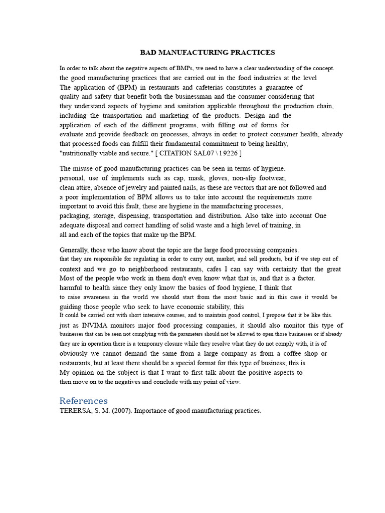 Understanding Bad Manufacturing Practices | PDF | Hygiene | Sanitation