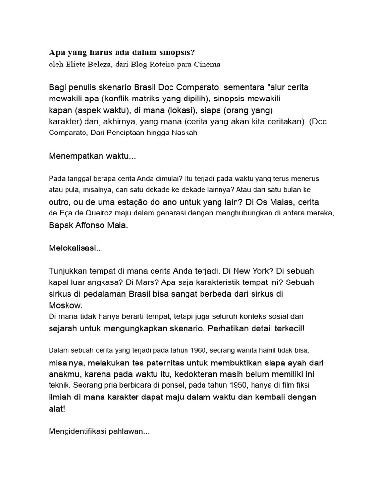 Sinopsis Apa Yang Harus Disertakan | PDF