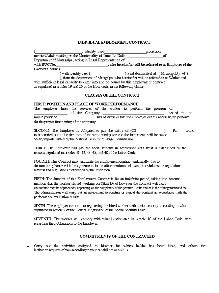 Model Employment Contracts For The Accountant | PDF | Employment ...