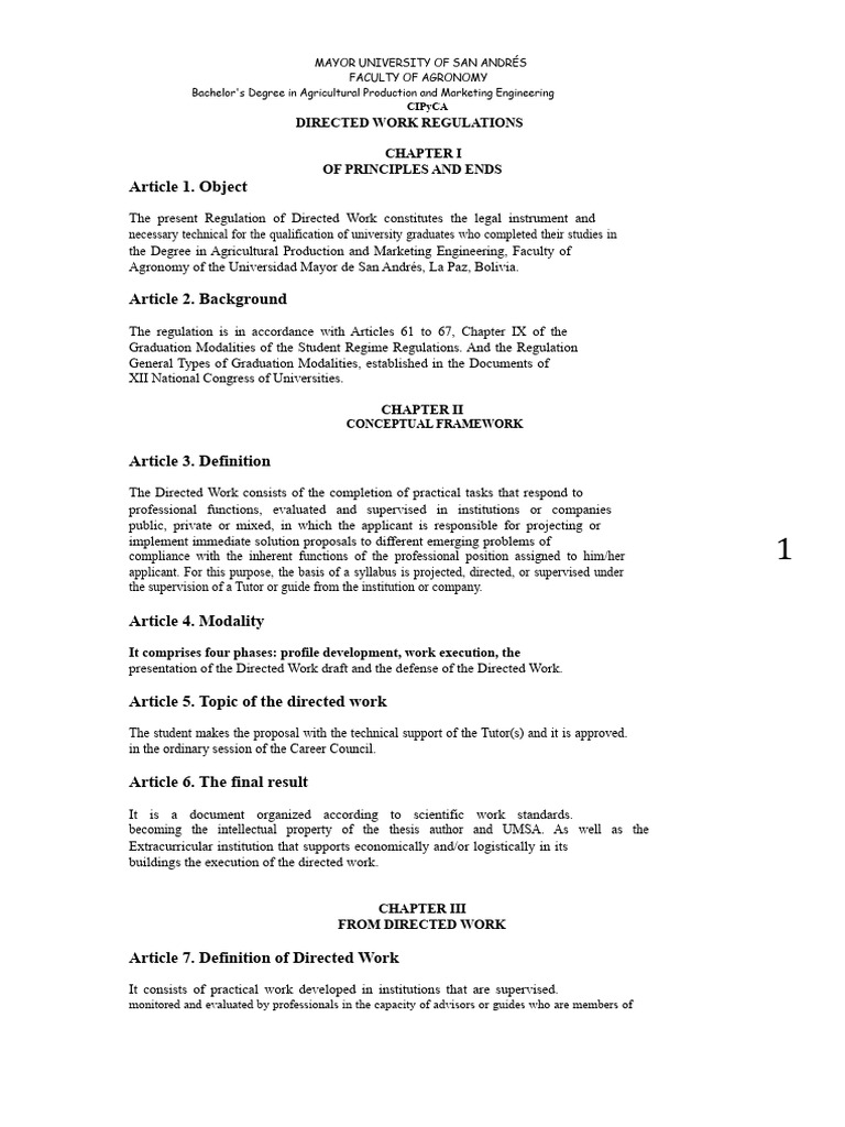 Directed Work Regulations 2019 | PDF