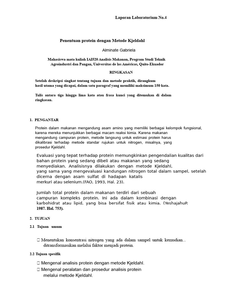 Analisis Protein Metode Kjeldahl | PDF