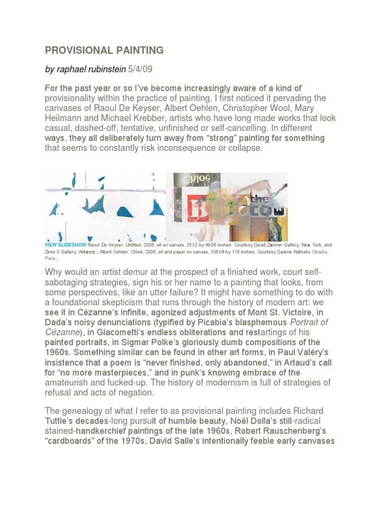 Provisional Painting: An Exploration | PDF | Paintings | Abstract Art