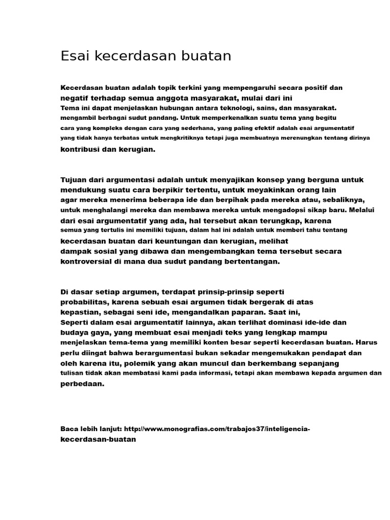 Esai Kecerdasan Buatan | PDF