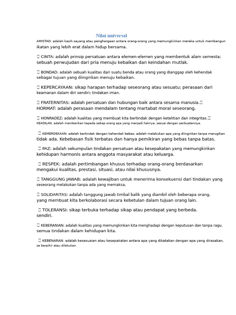 Nilai-Nilai Universal dan Nasional Manusia | PDF