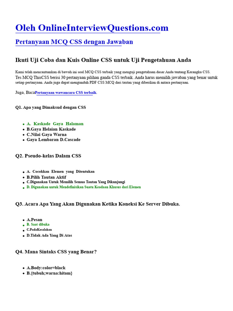 Pertanyaan MCQ CSS | PDF
