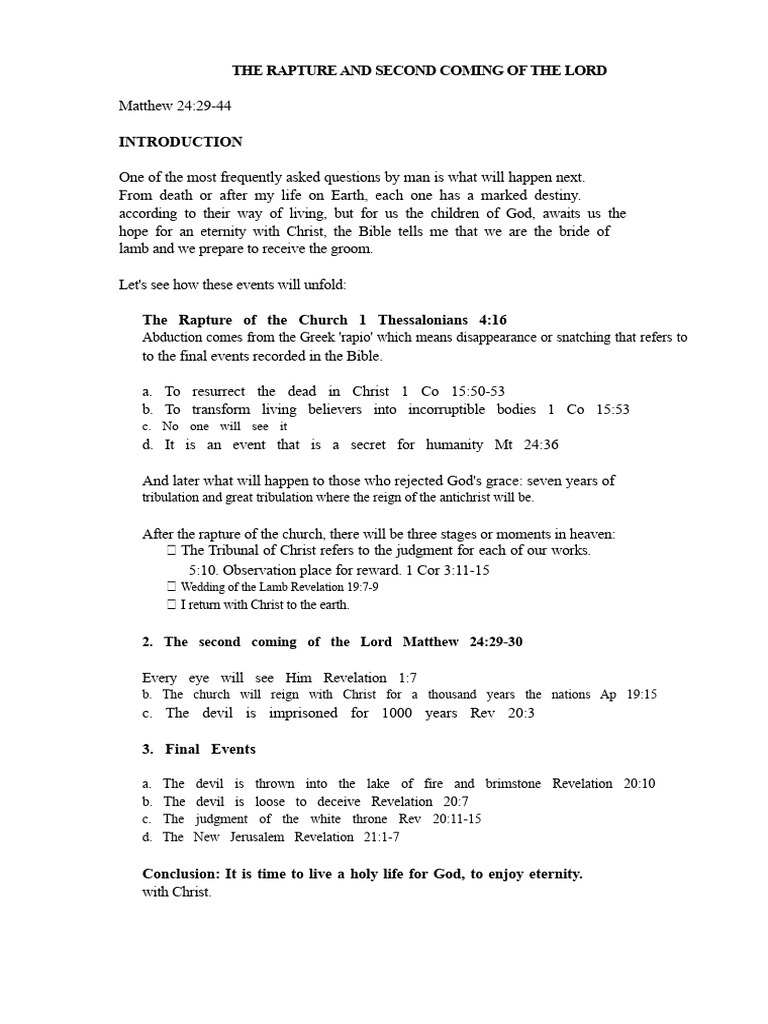 Rapture and Second Coming Explained | PDF