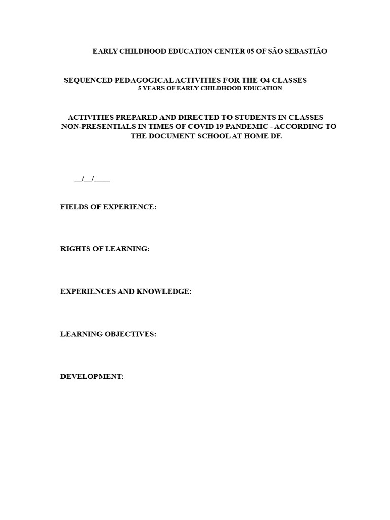 Skeleton of The Didactic Sequence | PDF
