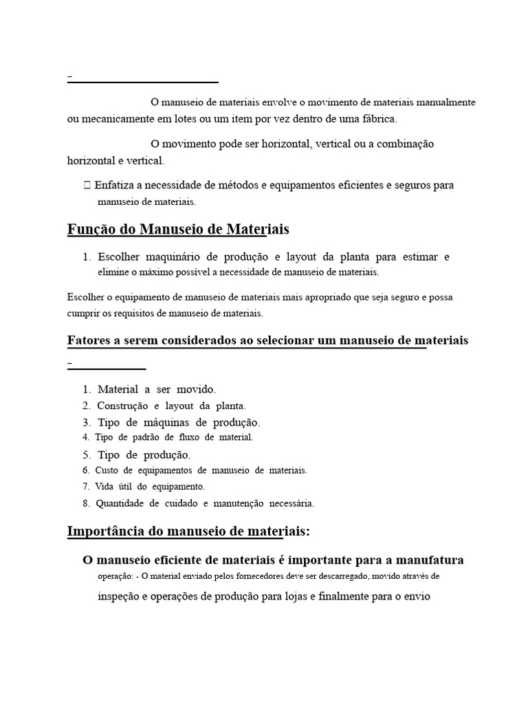 Manuseio de Materiais | PDF | Despesa