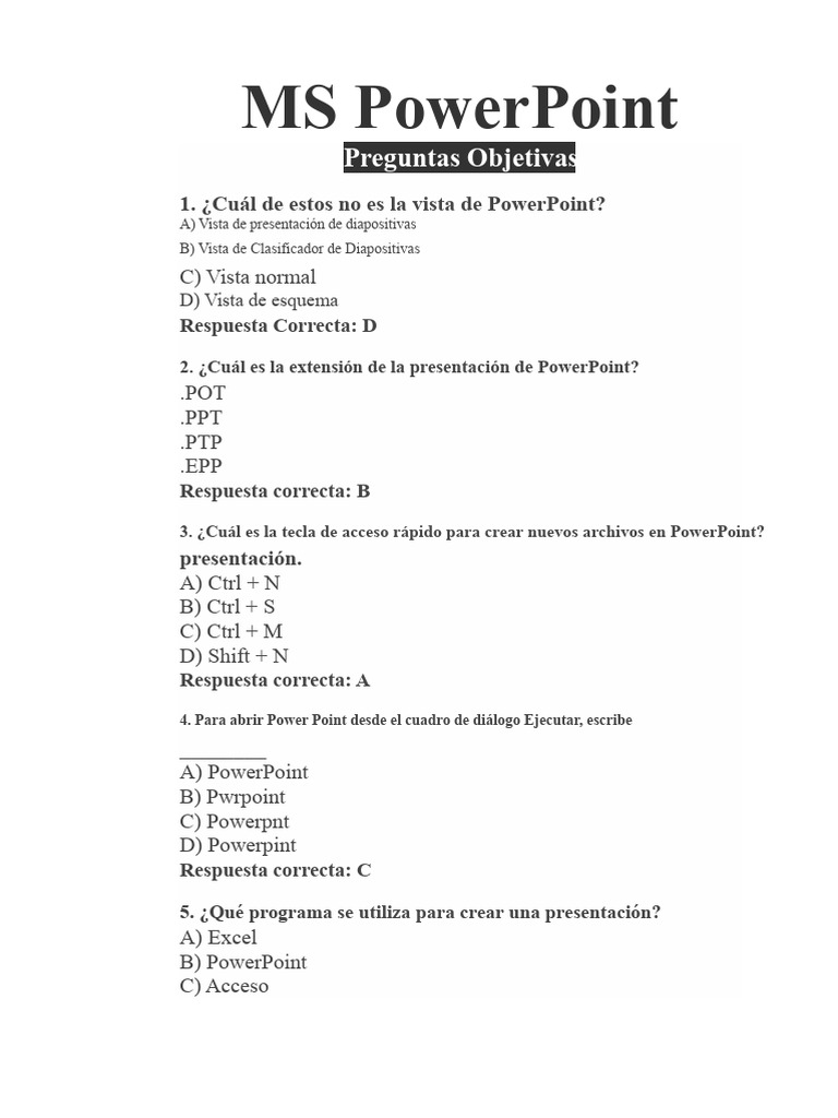 Preguntas de Power Point | PDF | Microsoft PowerPoint | Software