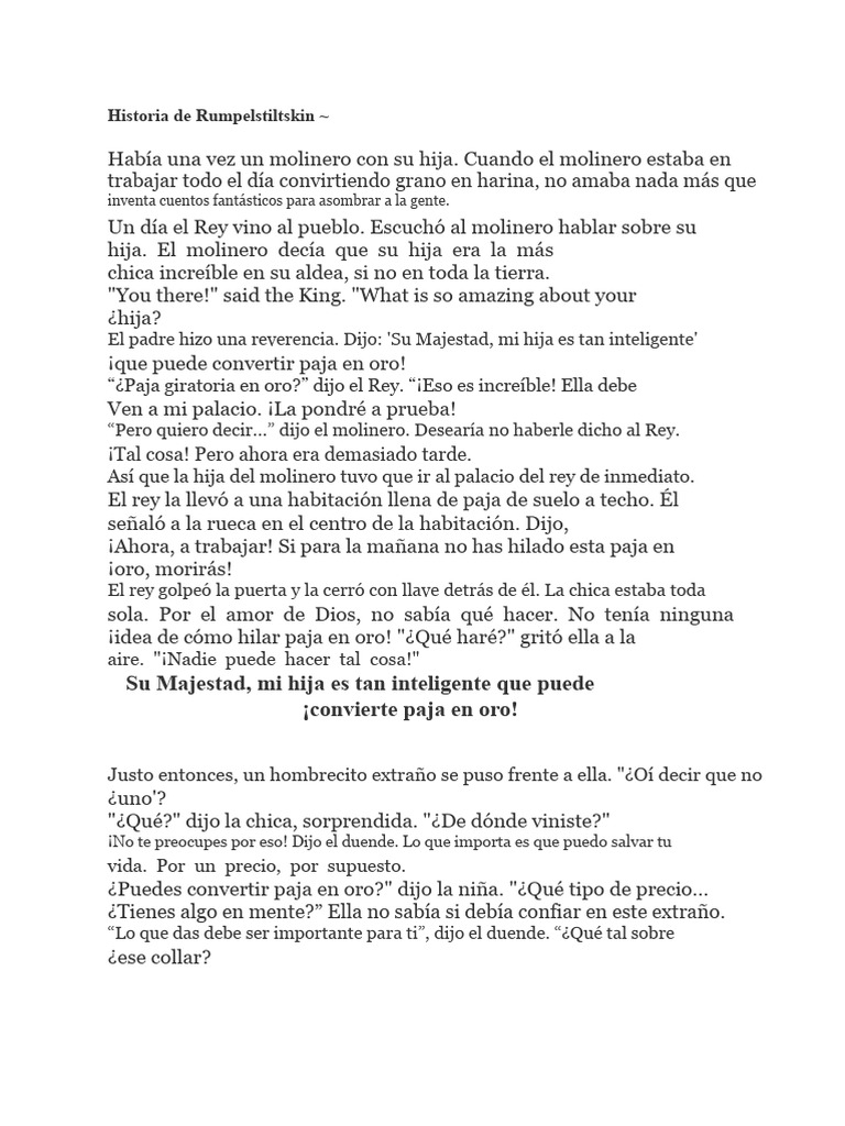 La Historia de Rumpelstiltskin | PDF
