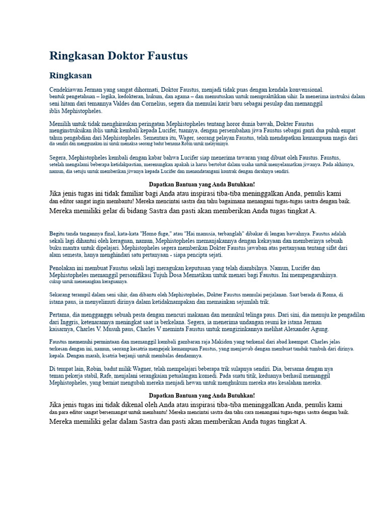 Ringkasan Doktor Faustus | PDF