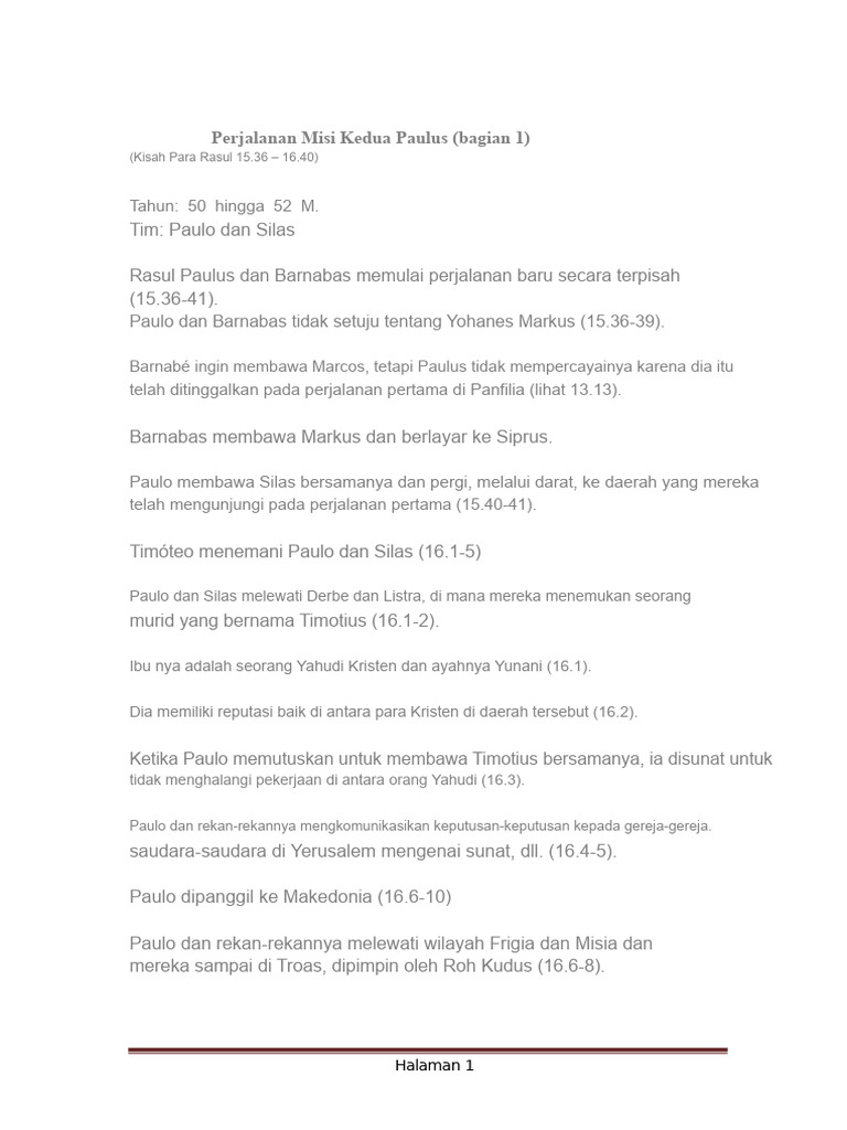 Perjalanan Misi Kedua Paulus dan Silas | PDF
