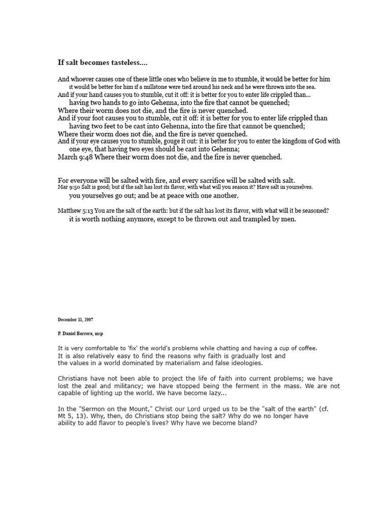 The Importance of Being Salt in Faith | PDF | Covenant (Biblical ...