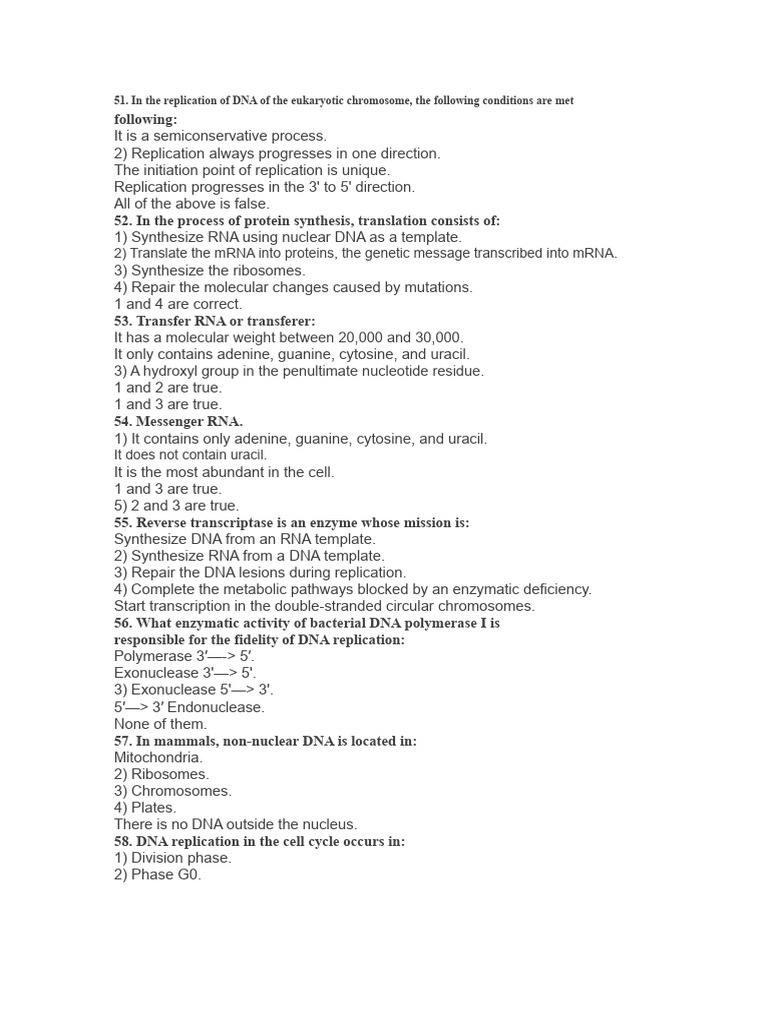 Bank of Molecular Biology Questions | PDF | Dna | Biosynthesis