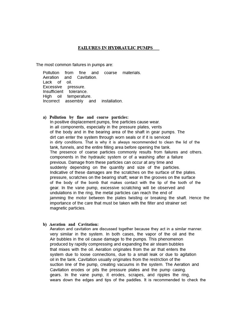 Common Hydraulic Pump Failures | PDF | Pump | Applied And ...