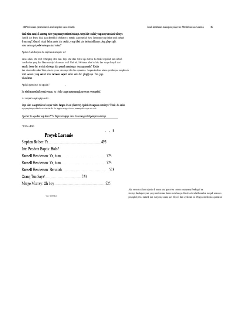 The Laramie Project (Proyek Laramie) | PDF