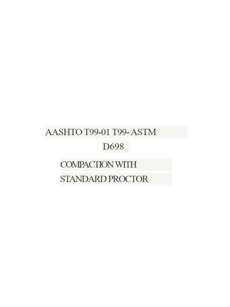 AASHTO T99 Standard Proctor Method | PDF | Soil