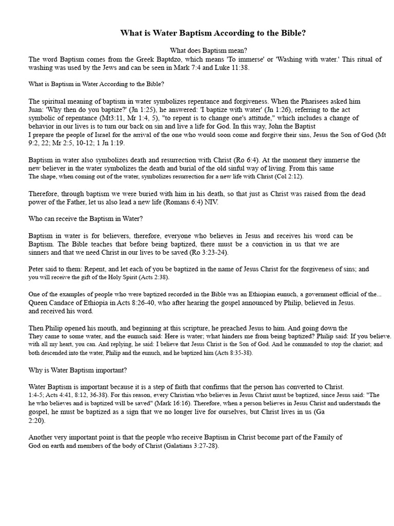 What is Water Baptism According to the Bible | PDF | Baptism | Jesus