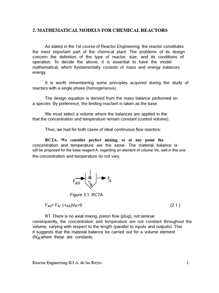 Chemical Reactor Mathematical Models | PDF | Chemical Reactor ...