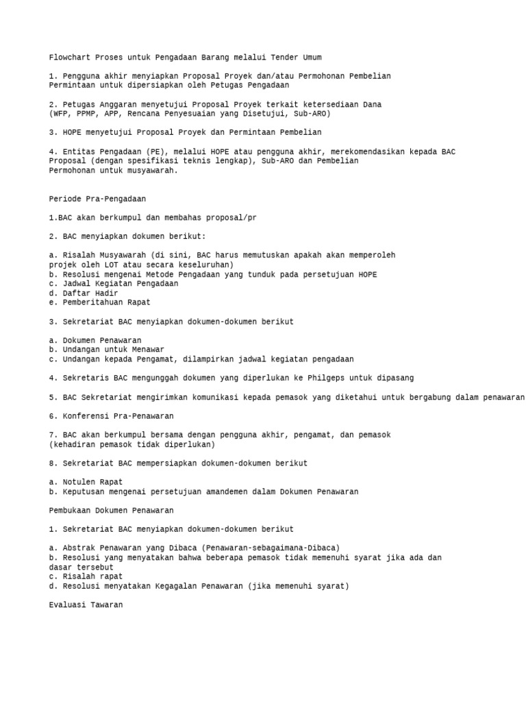 Diagram Alur Proses Untuk Pengadaan Barang Melalui Lelang Umum | PDF