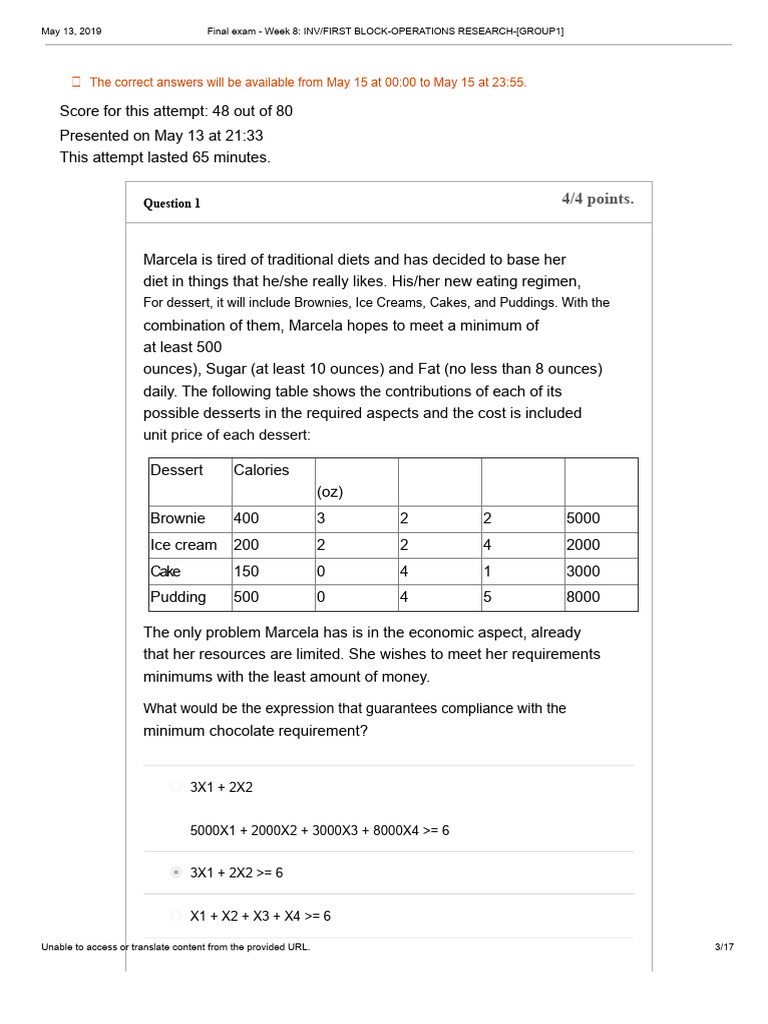 Final Exam Operations Research | PDF | Desserts | Chocolate Brownie