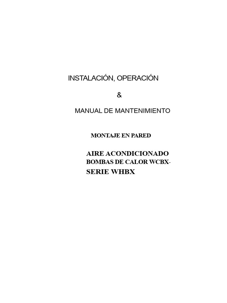 Manual de Instalación Aire Acondicionado WCBX-WHBX | PDF | Rodamiento ...