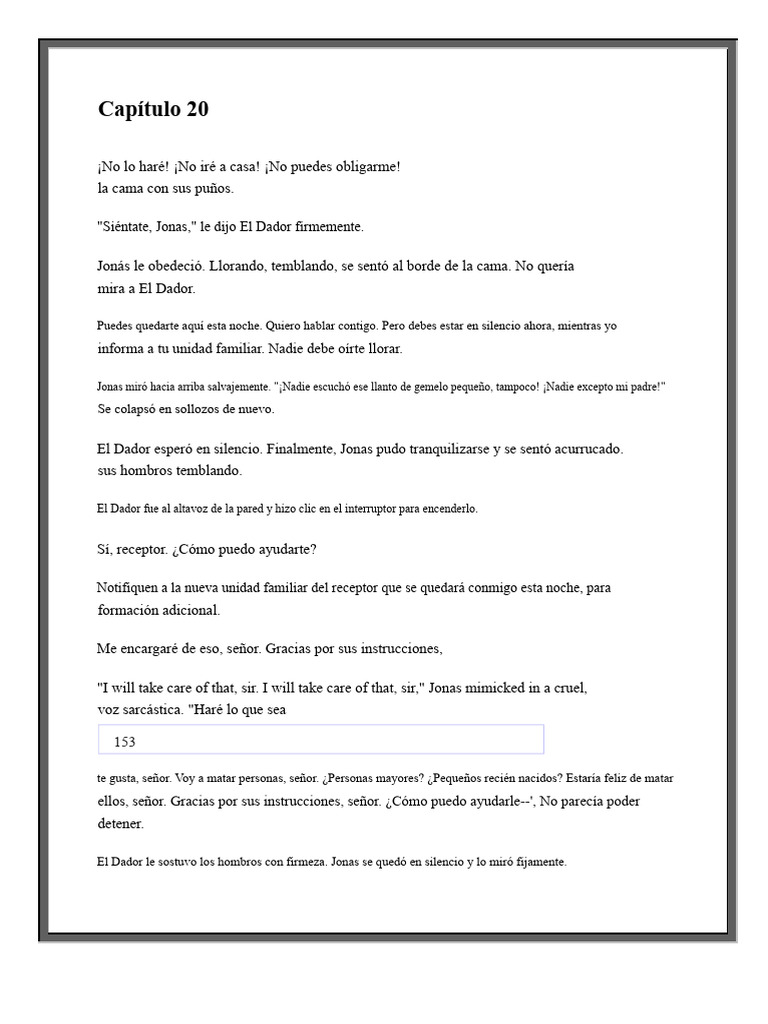 Dador Cap. 20 | PDF | El dador | Jonás