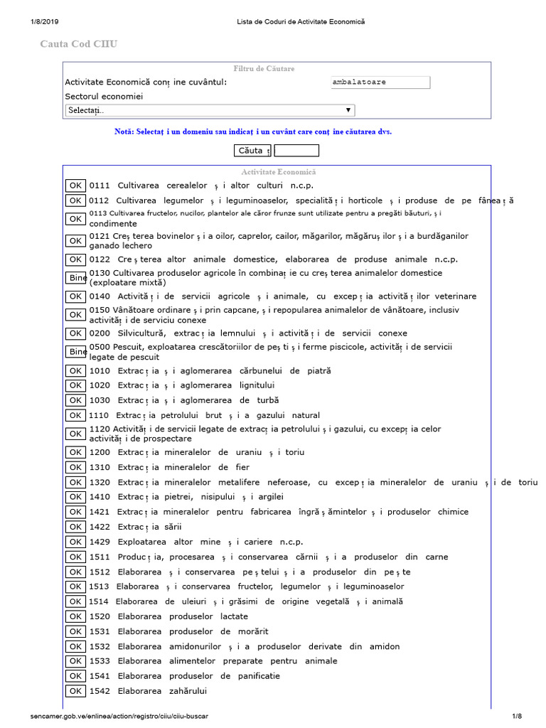 Lista de Coduri de Activitate Economică PDF | PDF