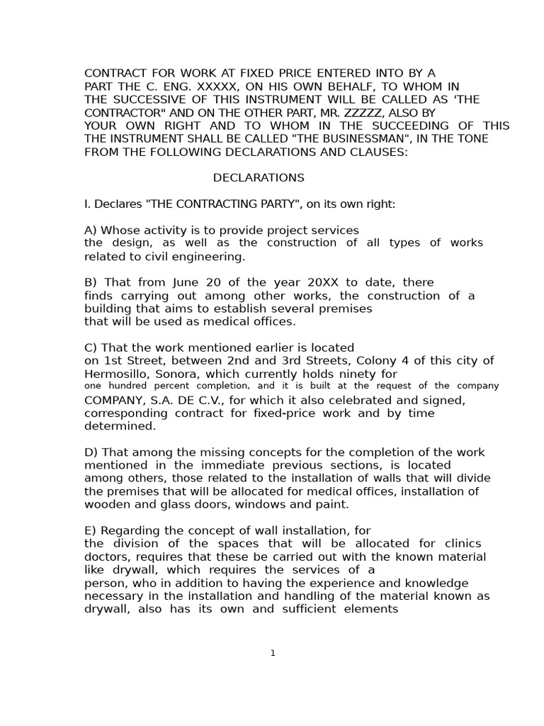 Fixed-Price Contract for Drywall Work | PDF | Employment | Justice